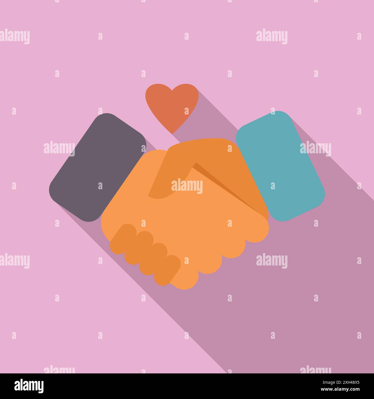 Illustration of two business people shaking hands with a heart above ...