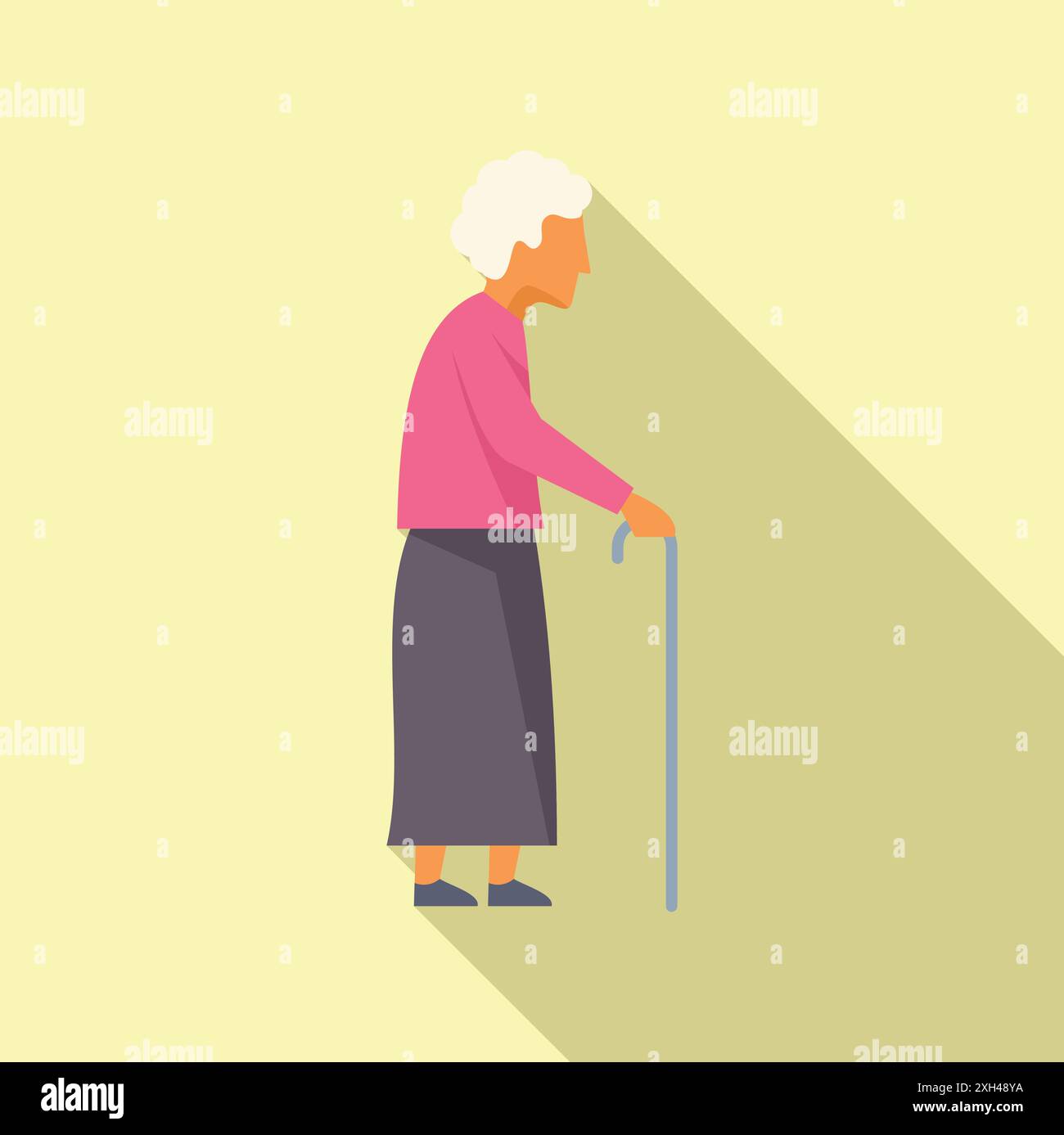 Old lady walking using stick Stock Vector Images - Alamy