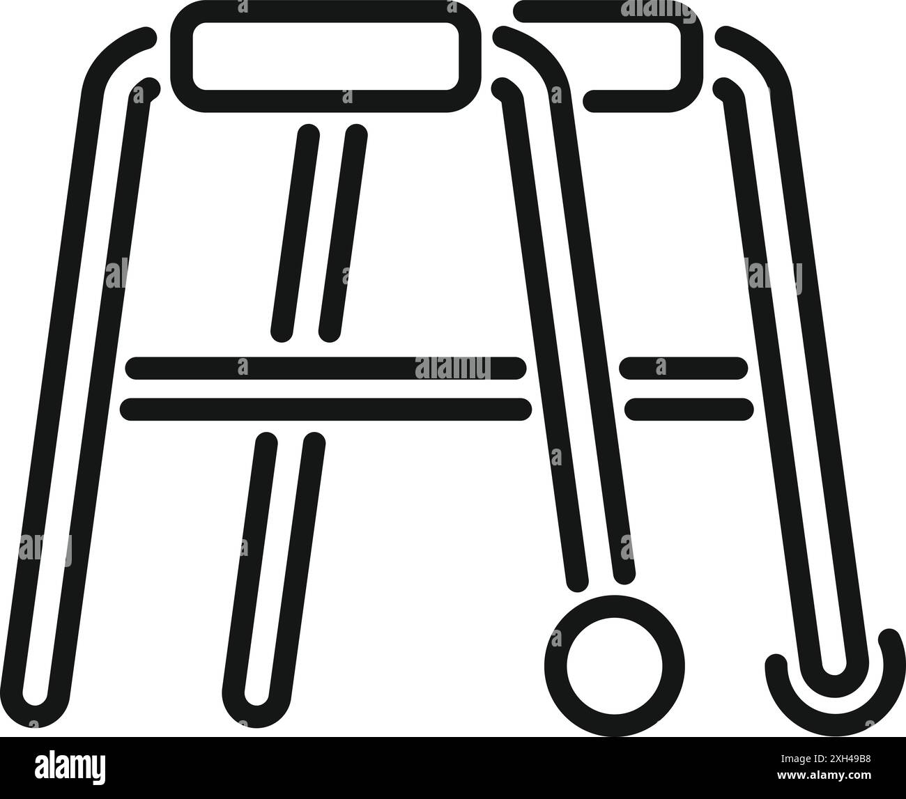 Simple line art icon of a walker used by seniors for mobility ...