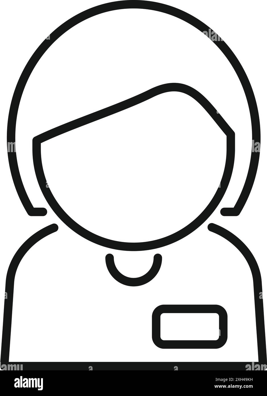 Line art icon of a young professional woman wearing a badge, perfect ...