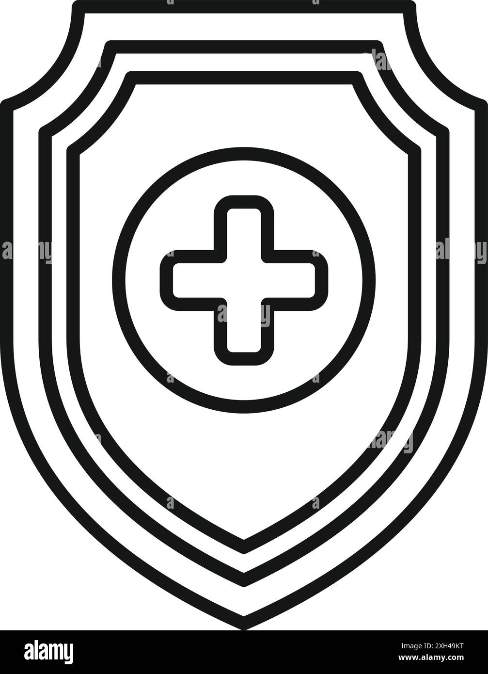 Simple line drawing of a shield protecting from virus and germs with a ...