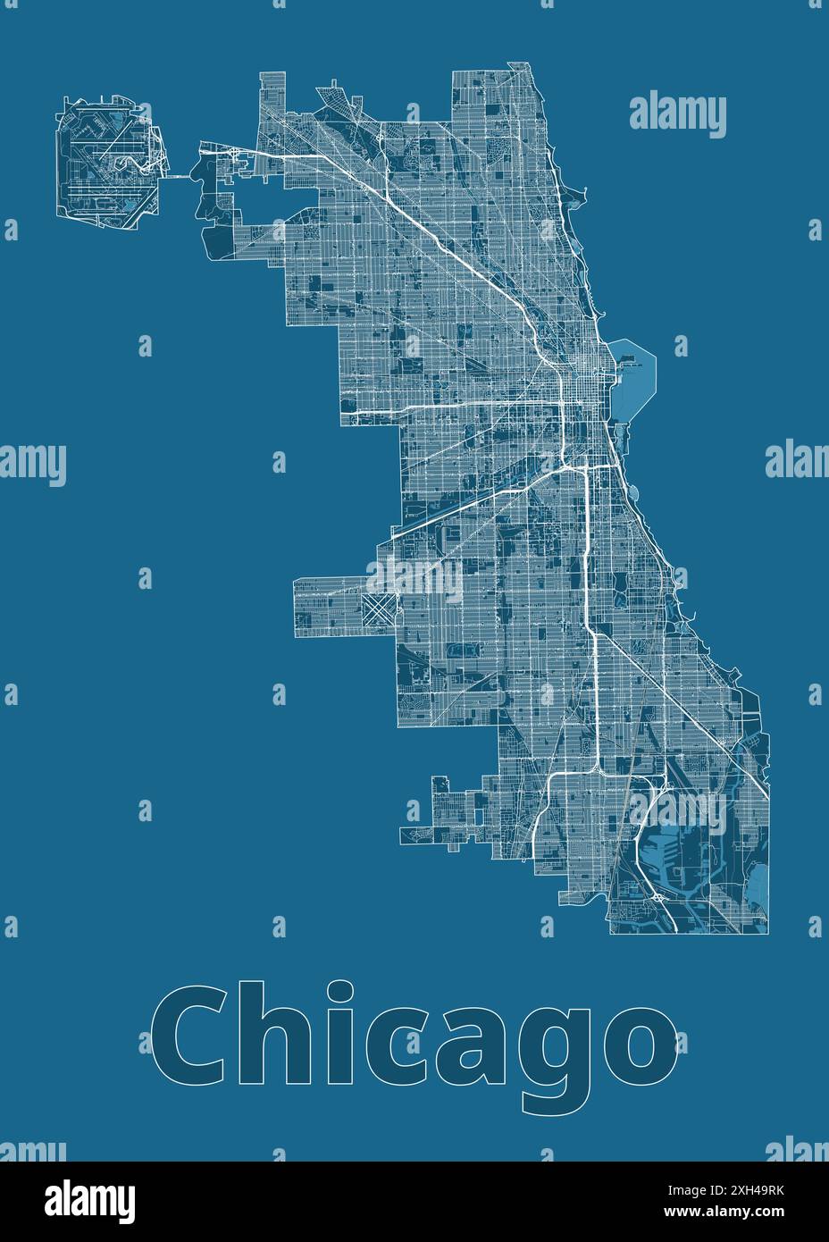 Chicago, USA map blueprint poster art Stock Vector Image & Art - Alamy