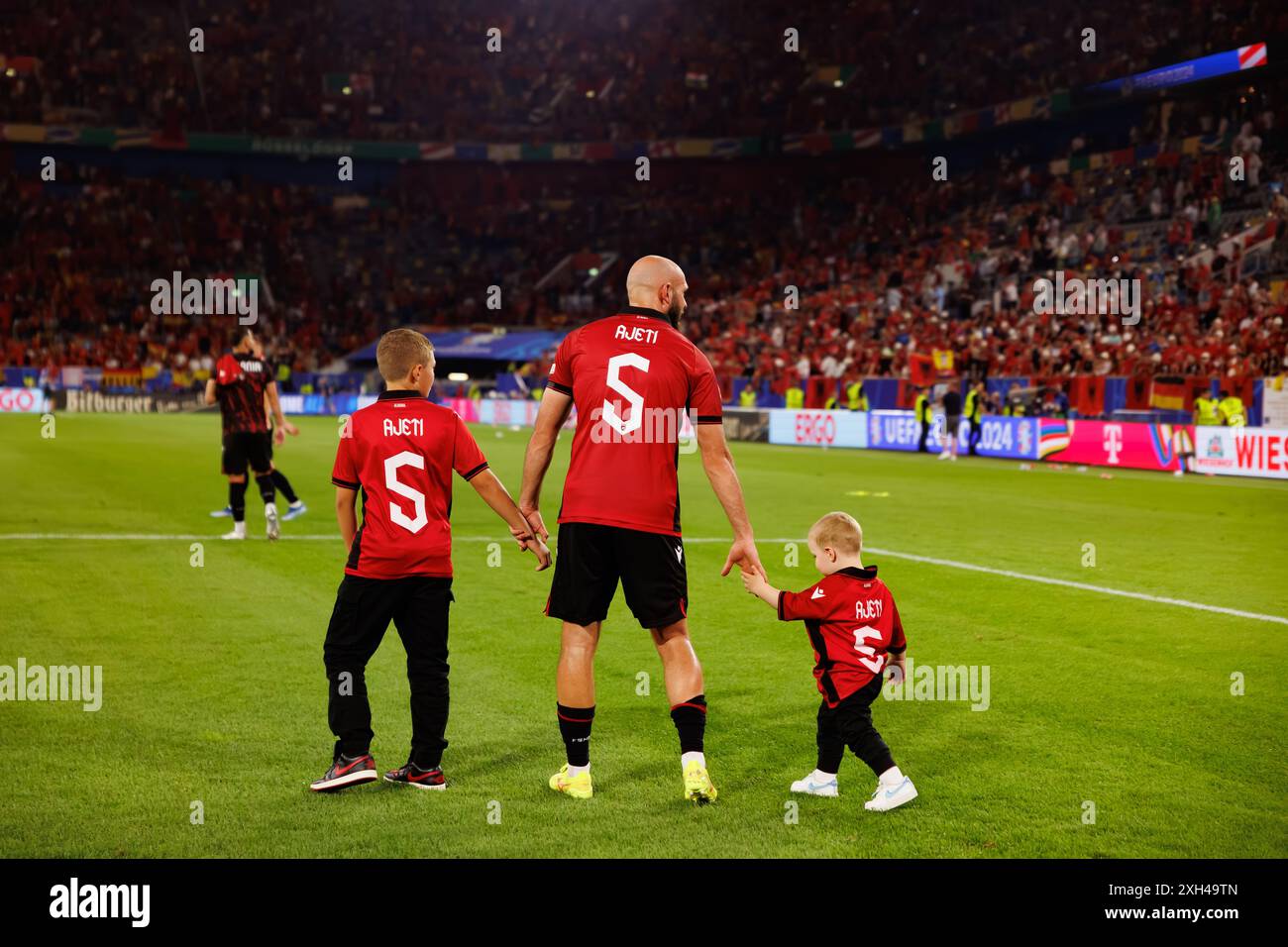 Arlind Ajeti seen with his family during UEFA Euro 2024 game between national teams of Albania ...