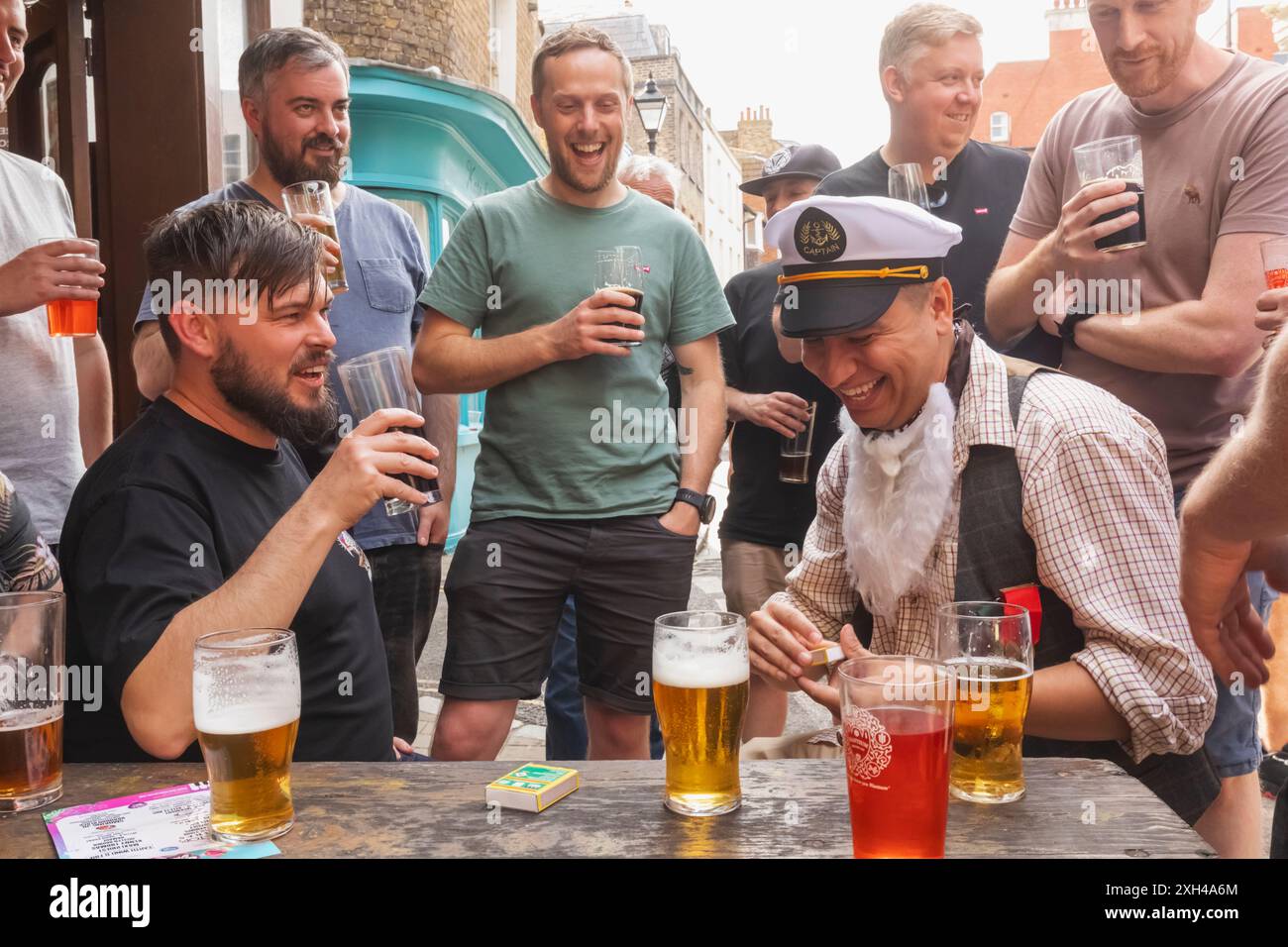 England, Kent, Margate, The Old Town, Stag Party with Happy Group of ...