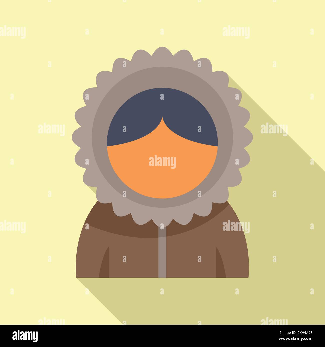 Eskimo woman wearing traditional clothes and smiling in flat design ...