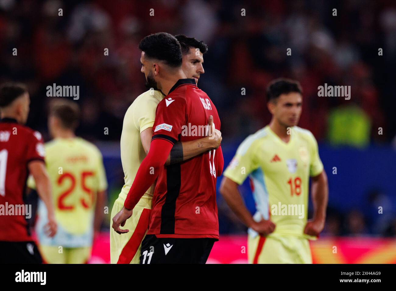 Alvaro Morata, Armando Broja seen during UEFA Euro 2024 game between ...
