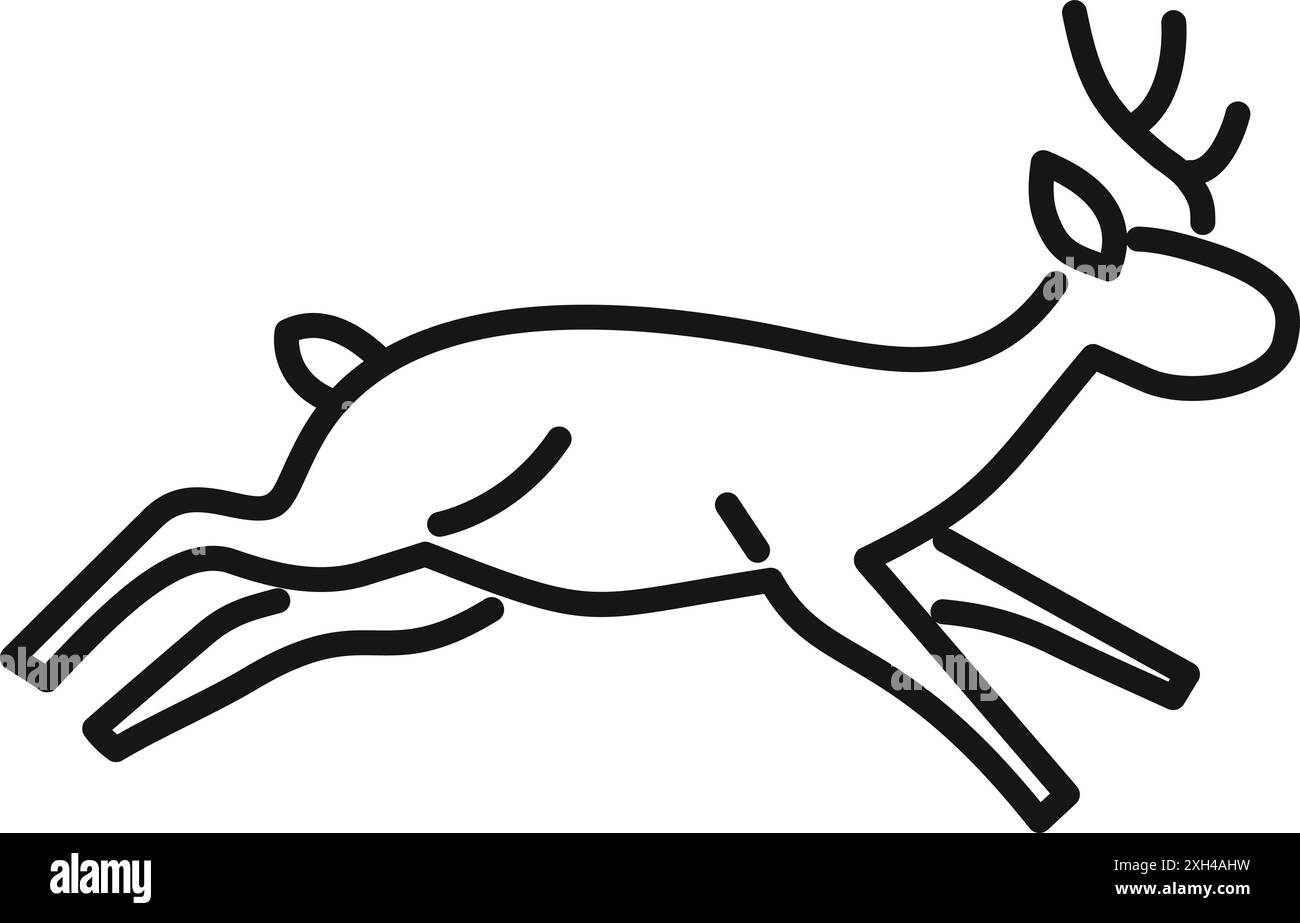Simple line art illustration of a wild reindeer running fast, perfect ...