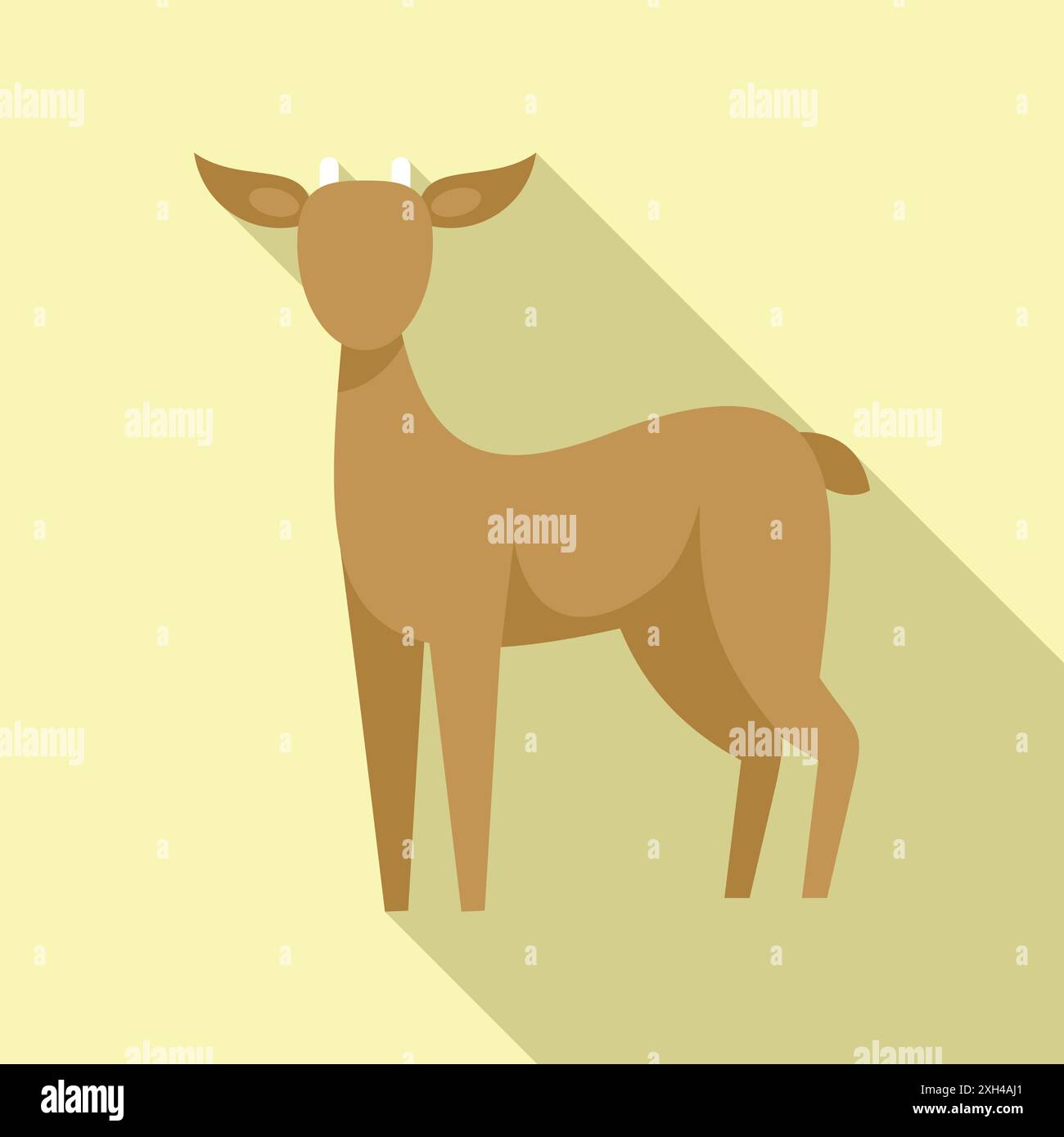 Minimalist illustration of a deer standing on a light yellow background ...