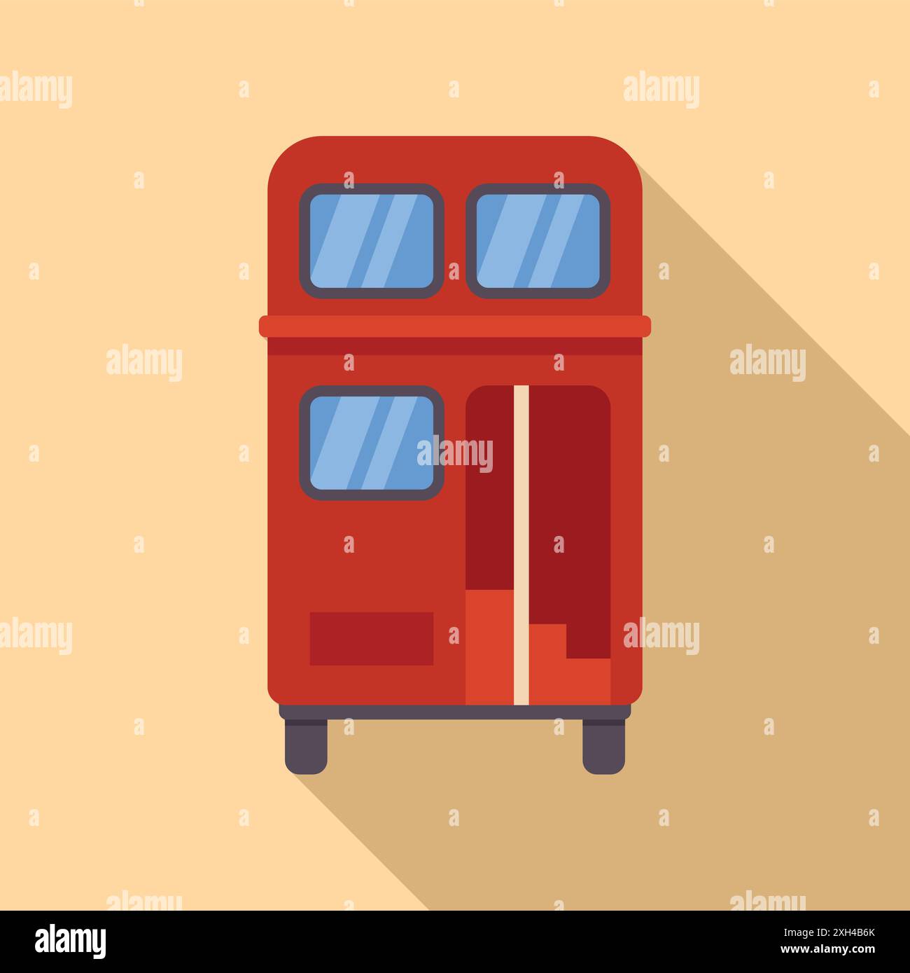 Red double decker bus with open door is waiting for passengers on a stop Stock Vector Image ...