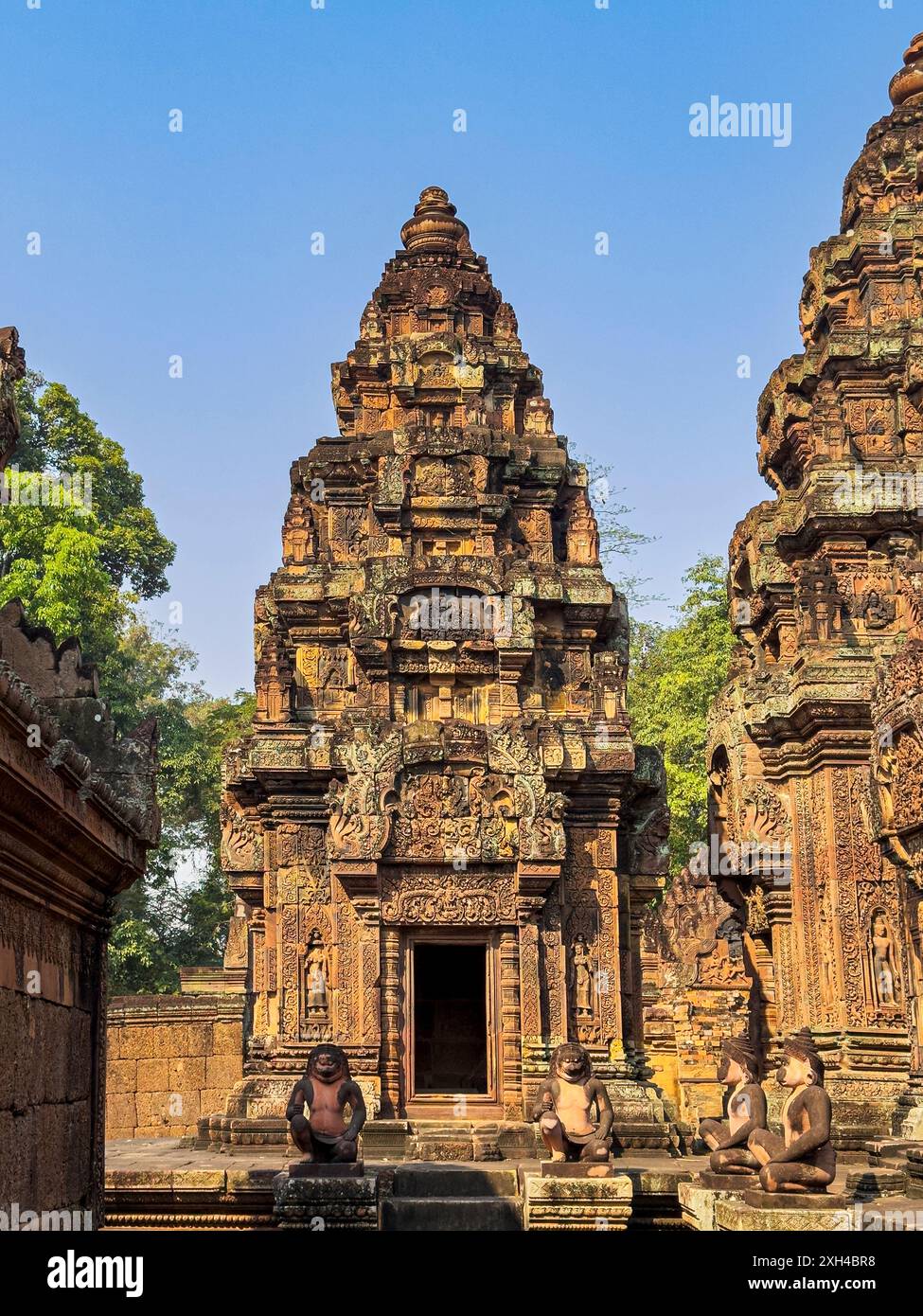 Banteay Srei Temple, a miniature temple complex built entirely of red ...