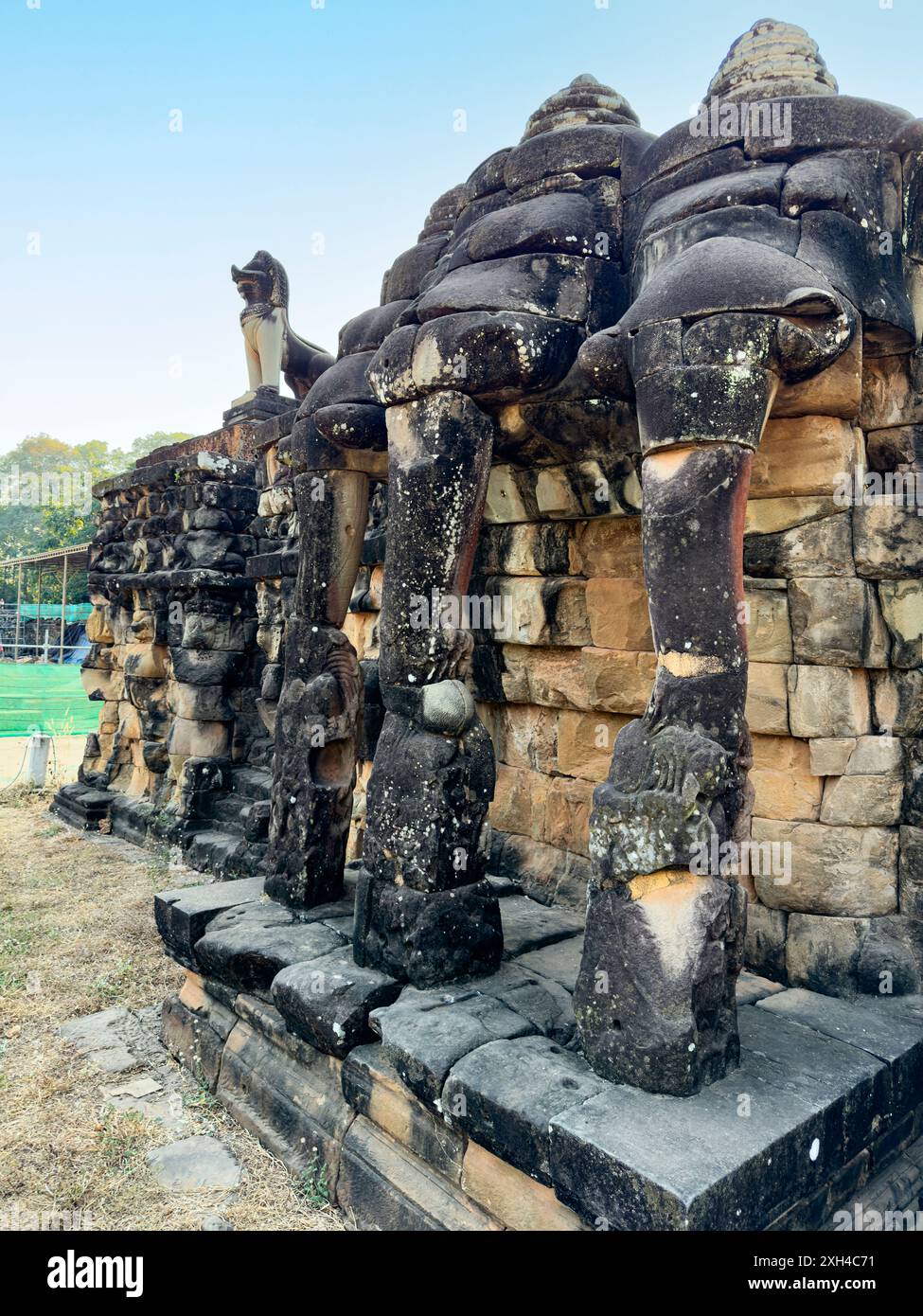 The Terrace of the Elephants, part of the walled city of Angkor Thom, a ...