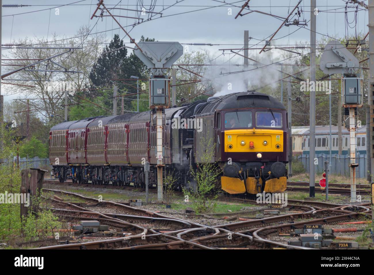 West Coast railways class 47 diesel locomotive hauling a steam engine ...