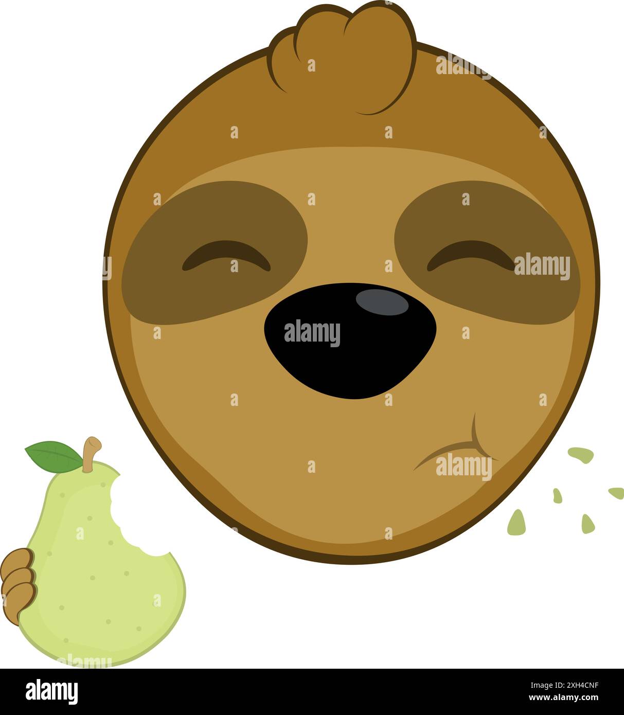 vector illustration face bear sloth character animal cartoon, eating ...