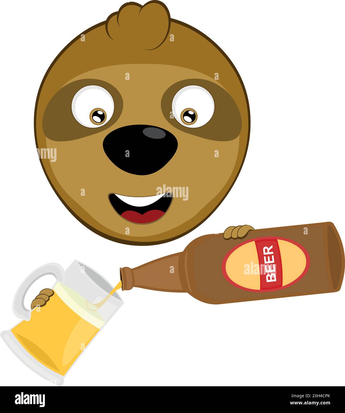 vector illustration face bear sloth character animal cartoon, with a ...