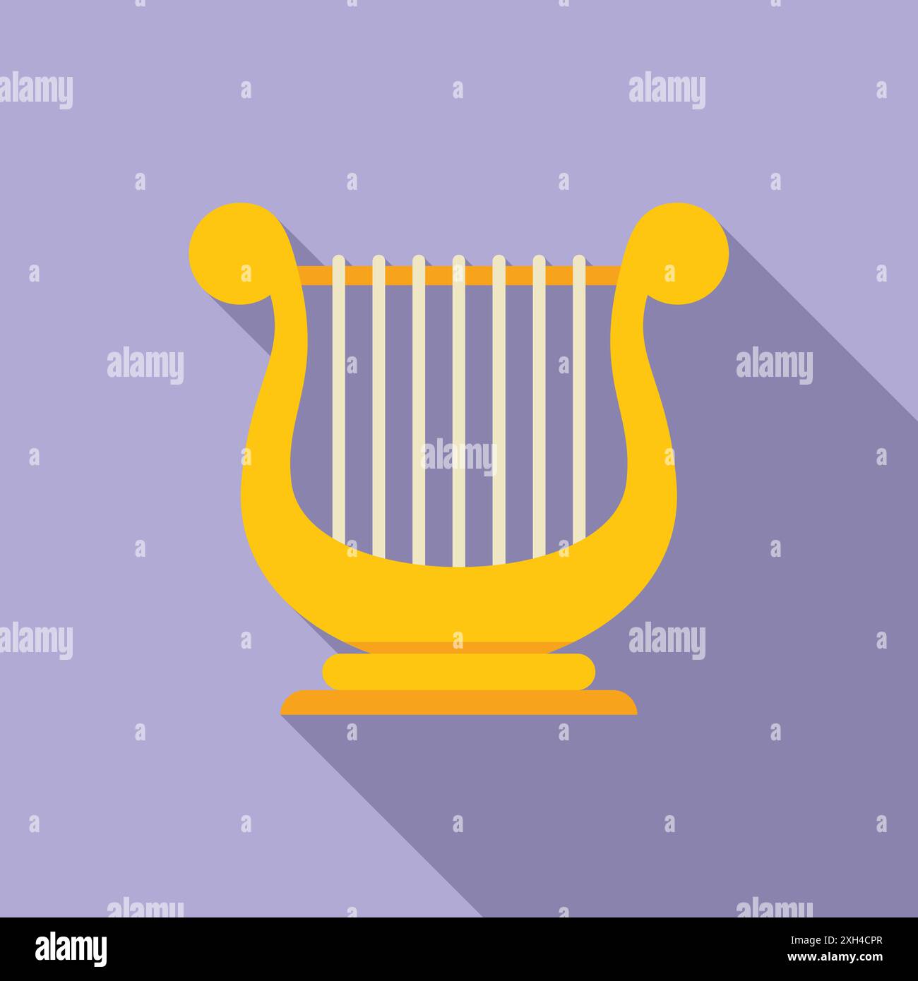 Golden harp standing on a purple background, casting a shadow Stock ...