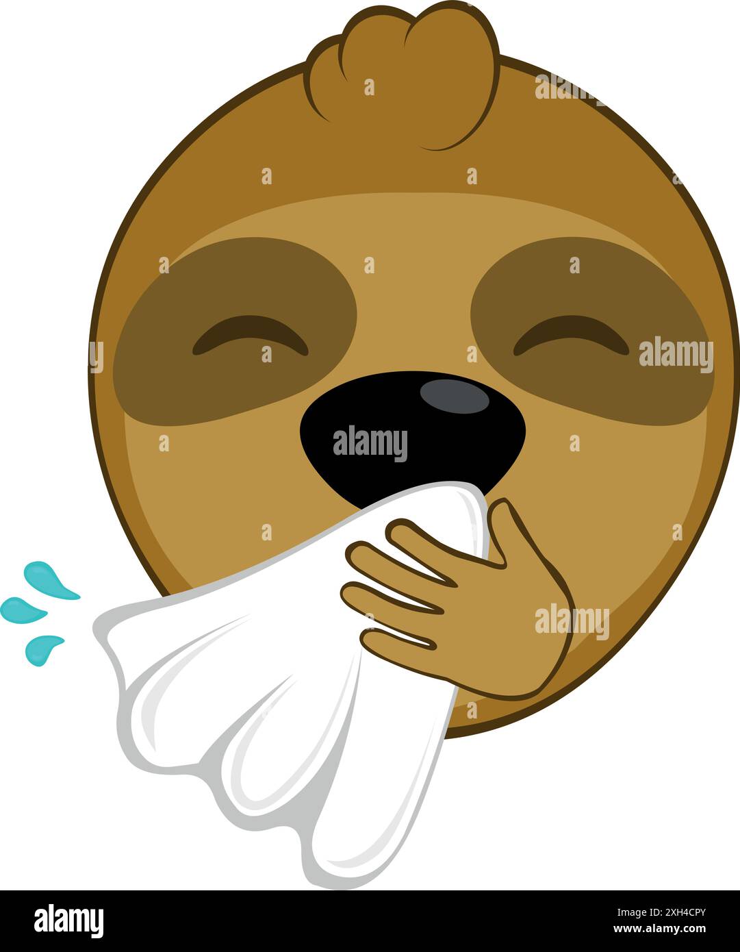 vector illustration face bear sloth character animal cartoon, sneezing ...
