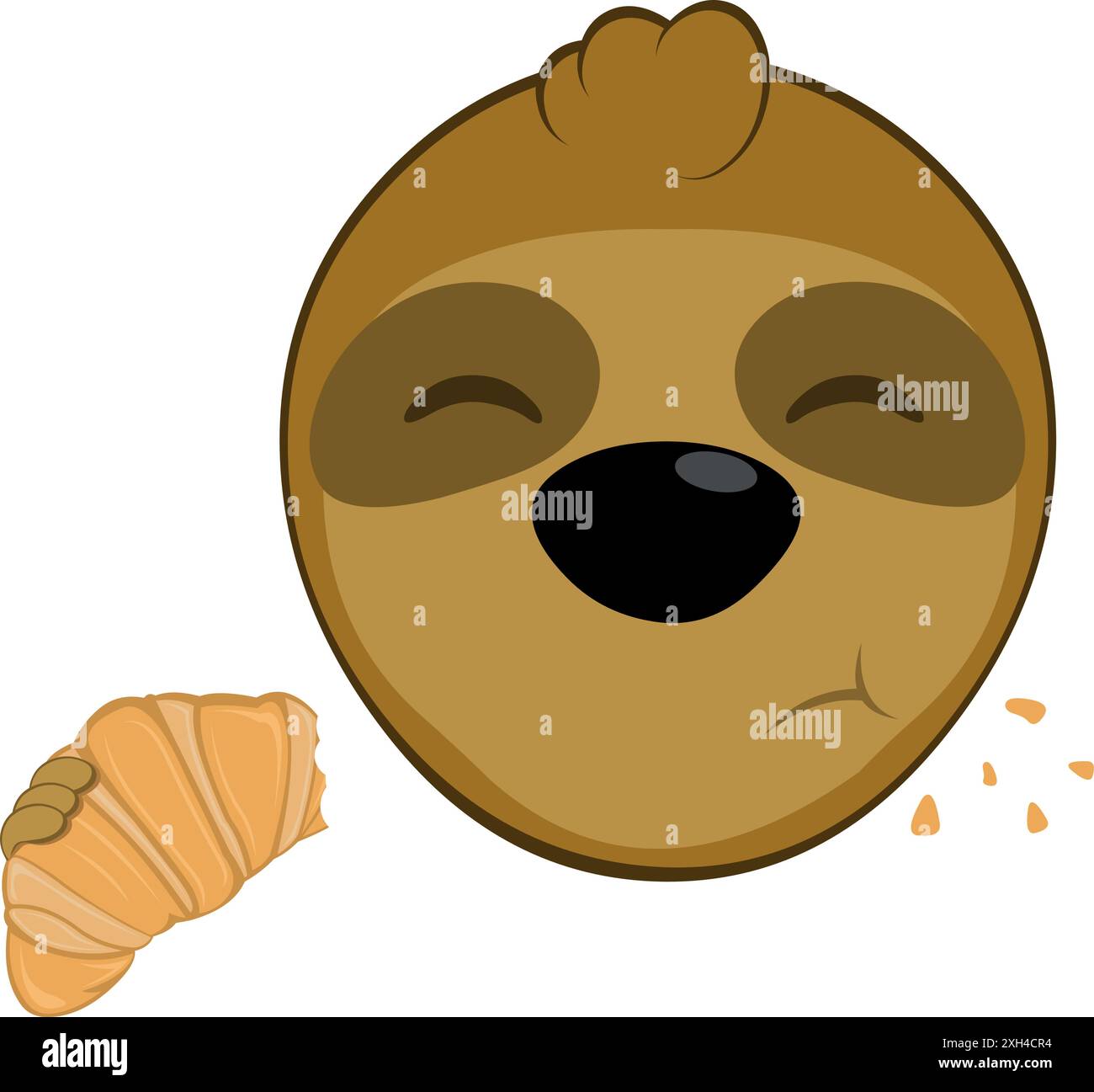 vector illustration face bear sloth character animal cartoon, eating ...