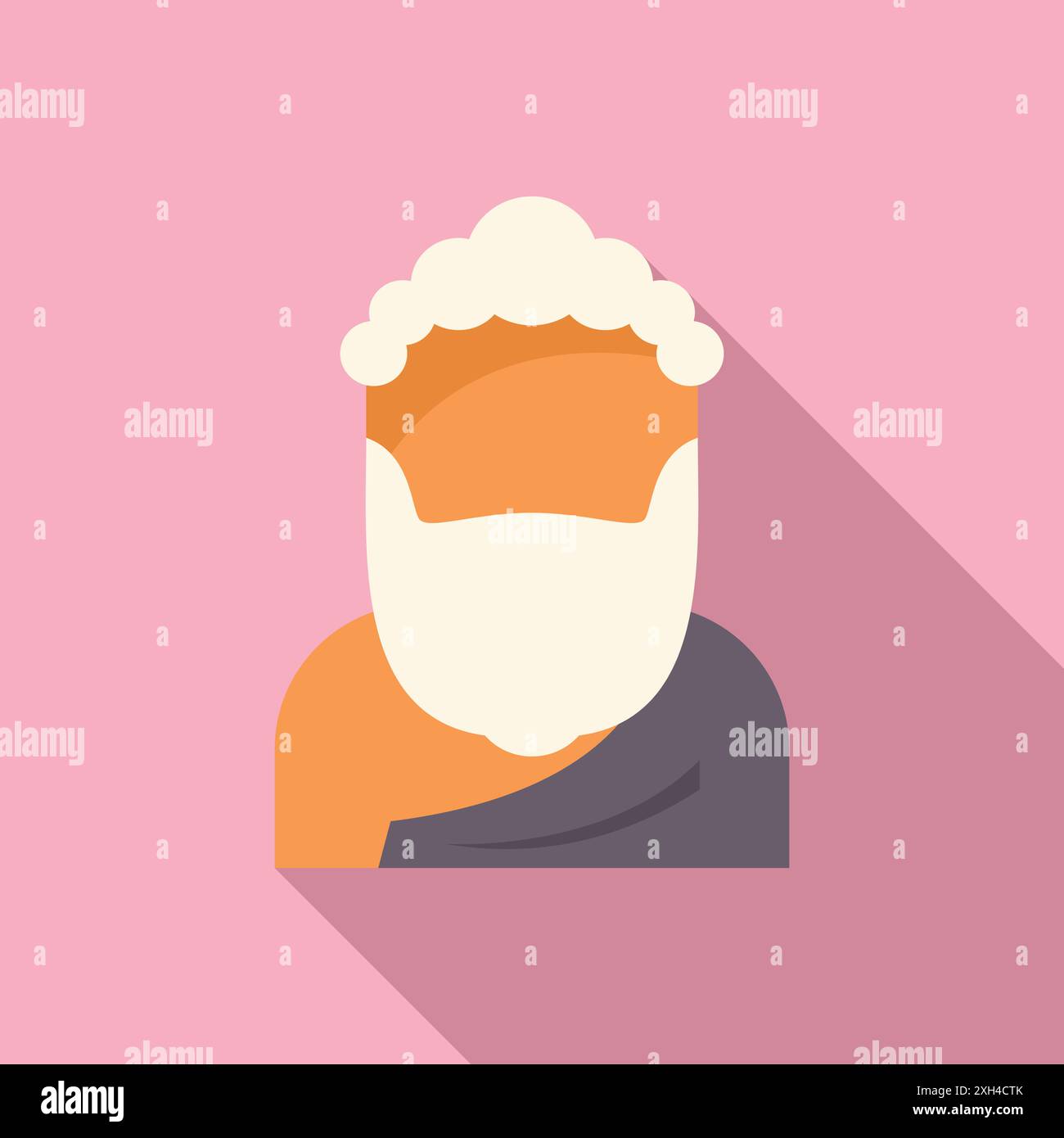 Flat design icon of an ancient greek philosopher with a long beard ...