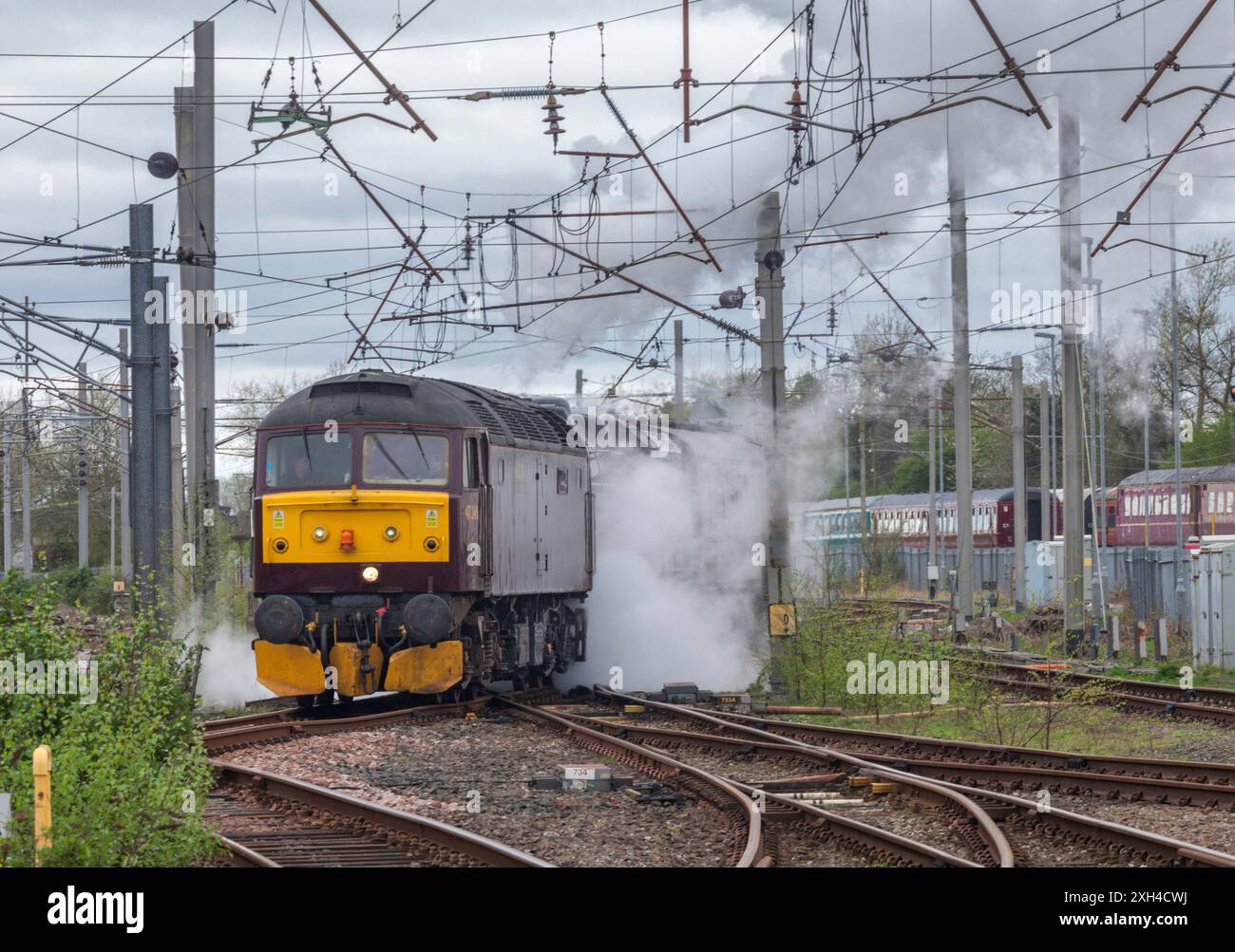 West Coast railways class 47 diesel locomotive hauling a steam engine ...
