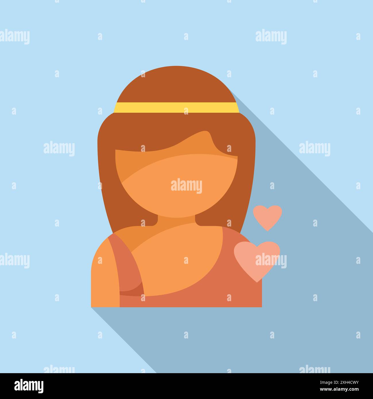 Ancient greek woman character with headband is showing love with hearts ...