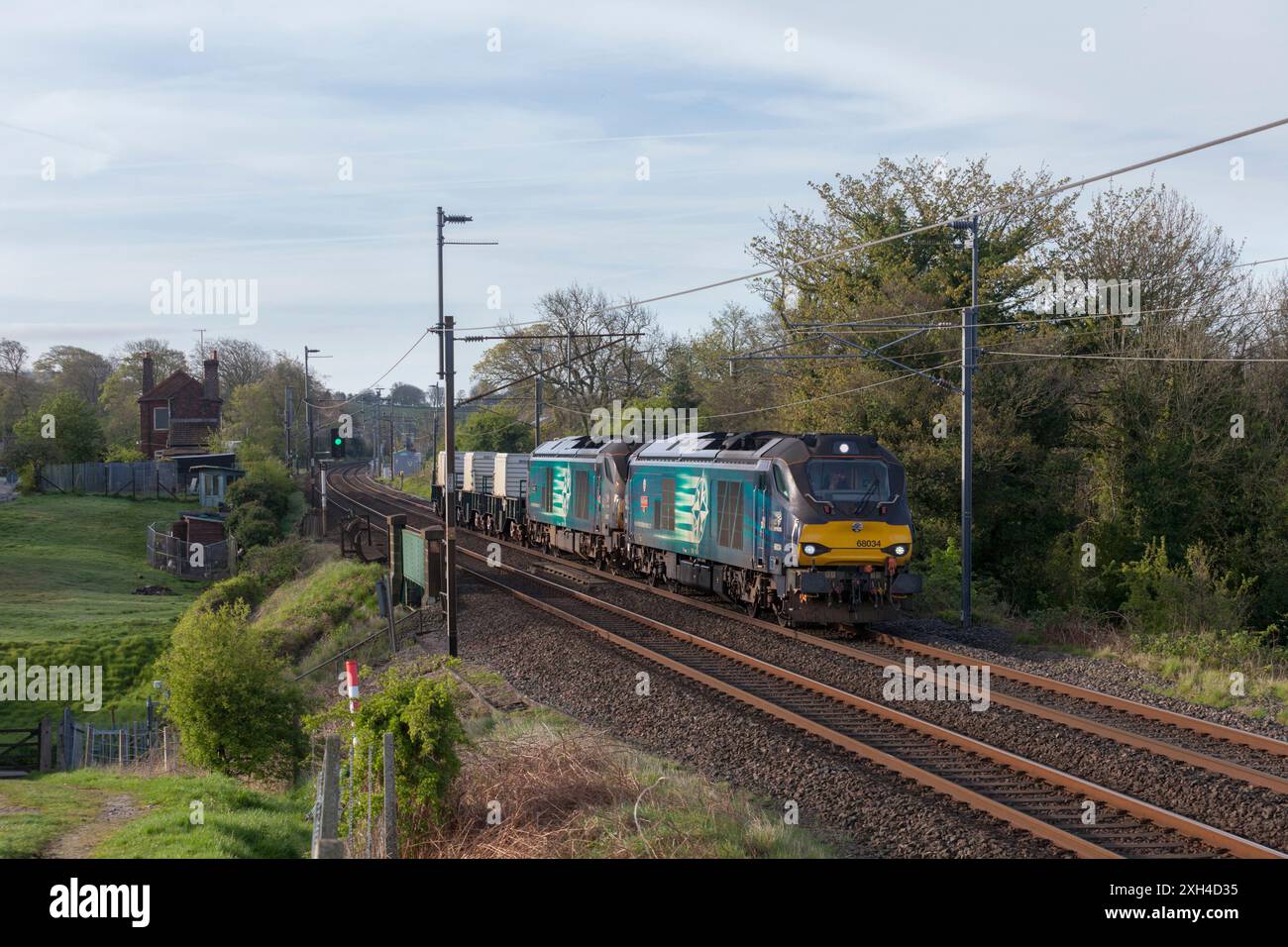 Direct Rail Services class 68 locomotives 68018 Vigilant + 68017 with a ...
