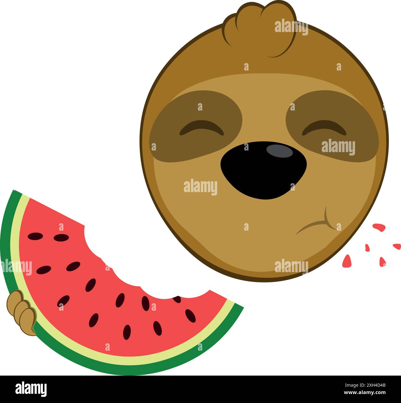 vector illustration face bear sloth character animal cartoon, eating ...