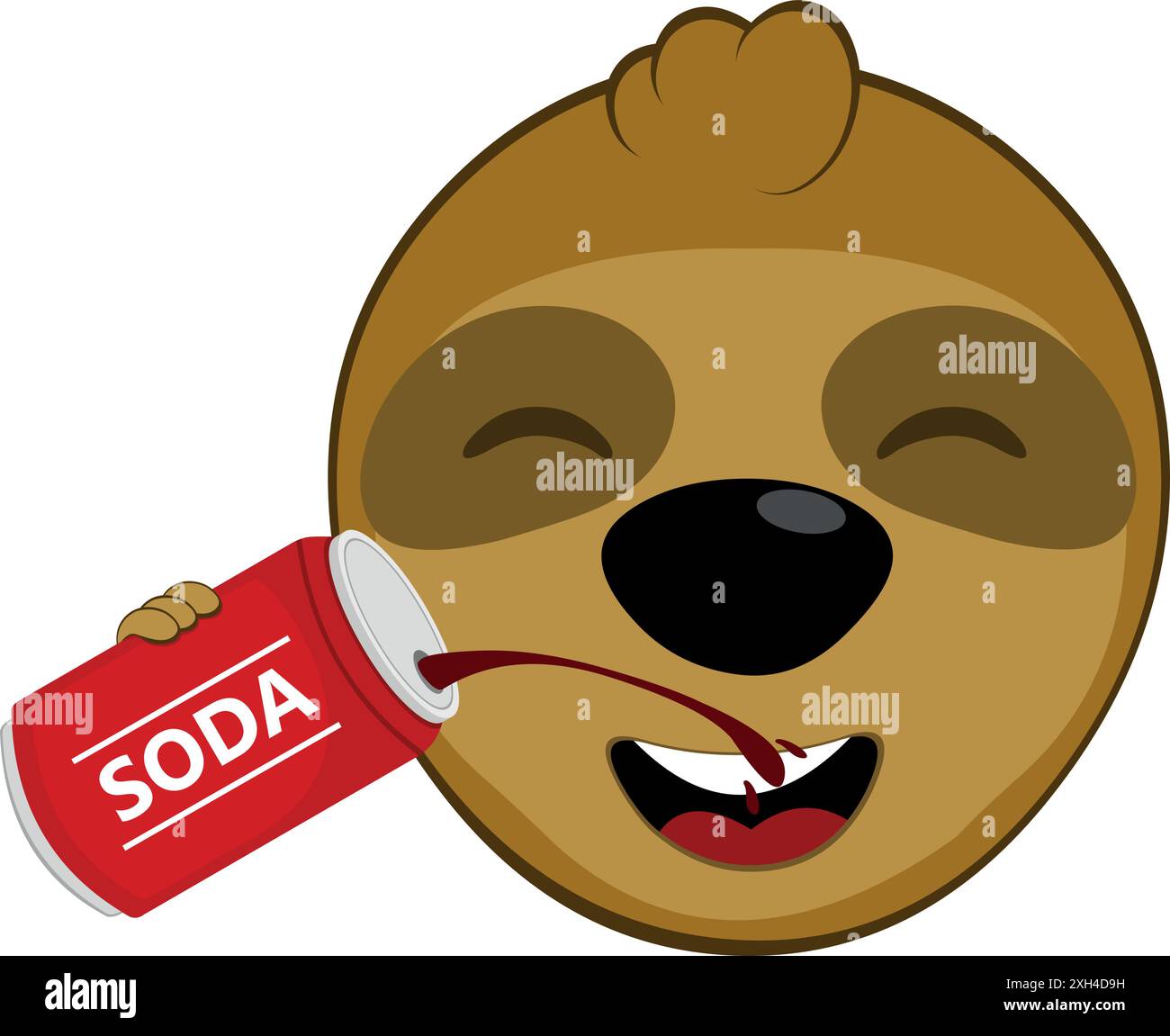 vector illustration face bear sloth character animal cartoon, drinking ...