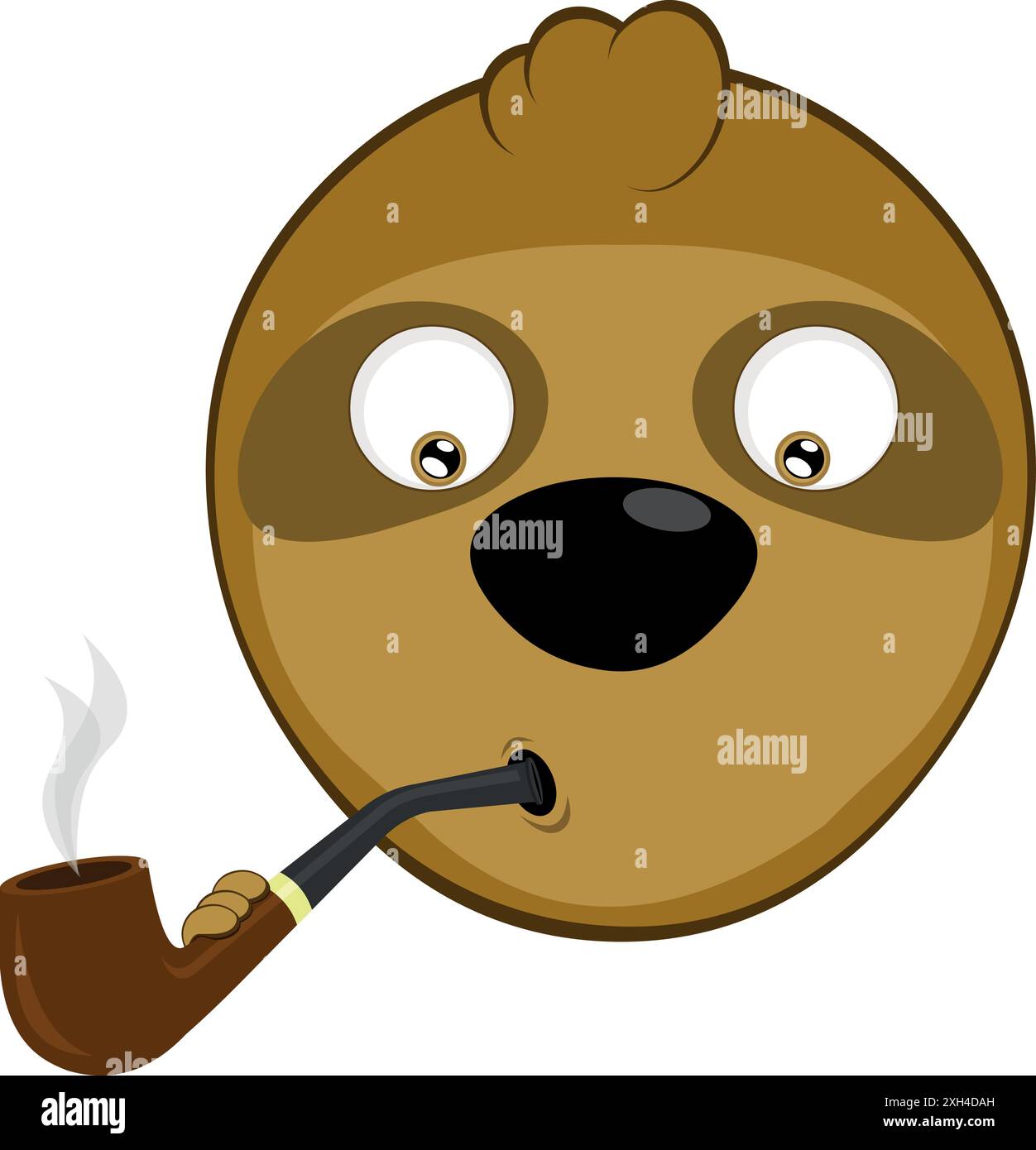 vector illustration face bear sloth character animal cartoon, smoking ...
