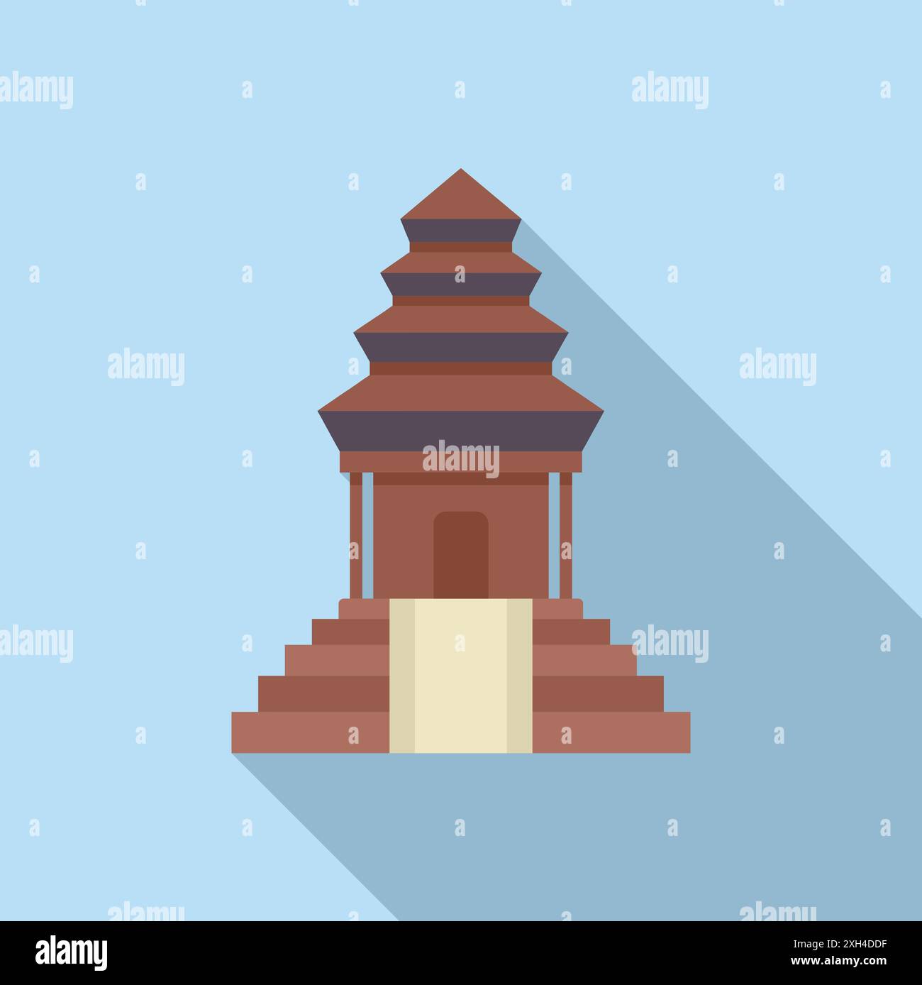 Illustration of a traditional asian temple building standing on stone ...