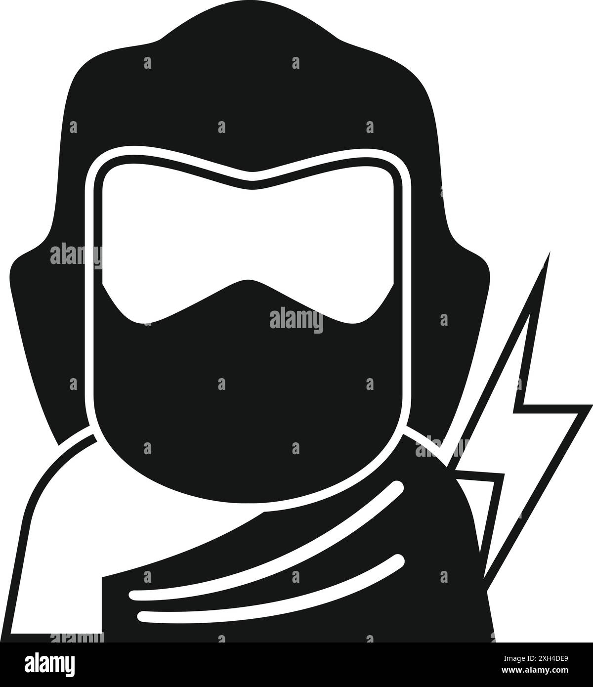 Black and white illustration of a superhero wearing a mask and cape ...