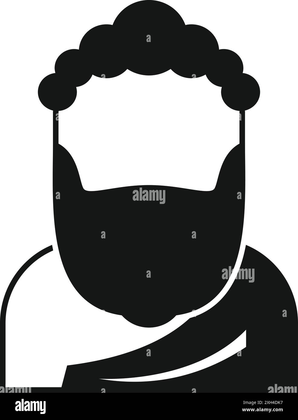 Simple black silhouette icon of a greek philosopher with a beard and ...