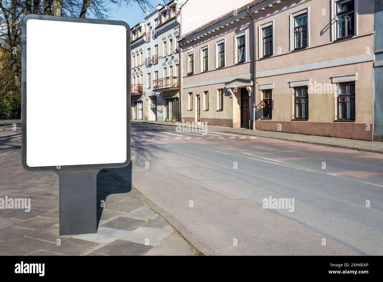 Mockup Of Vertical Street Poster Billboard In Empty Street Stock Photo ...