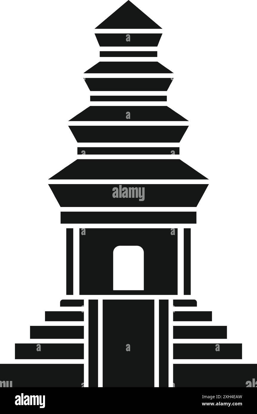 Simple black and white drawing of a balinese temple, perfect for ...