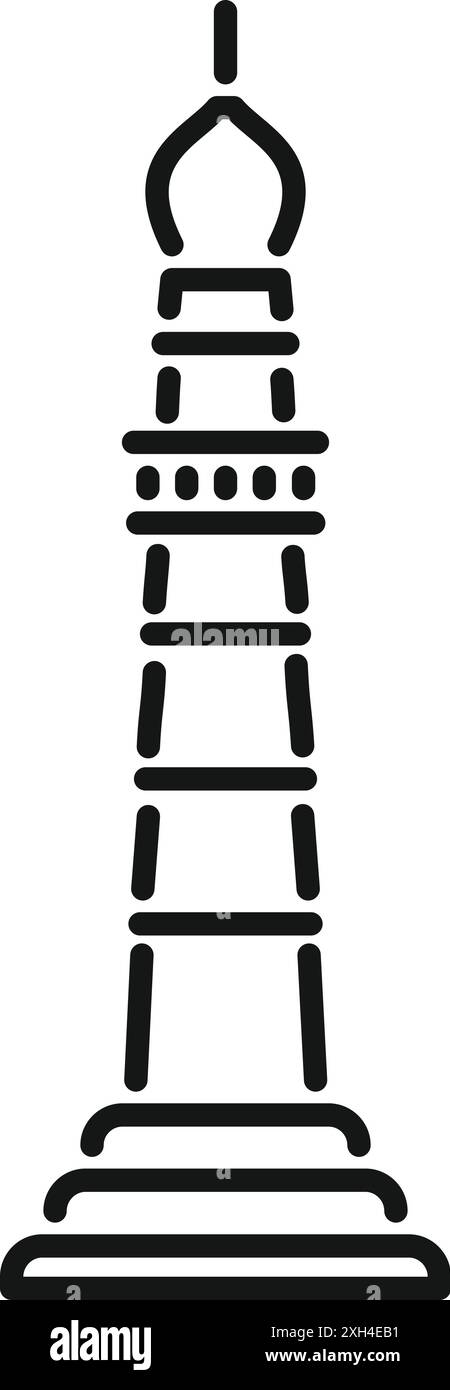 Simple line icon representing a minaret tower, a common element in ...