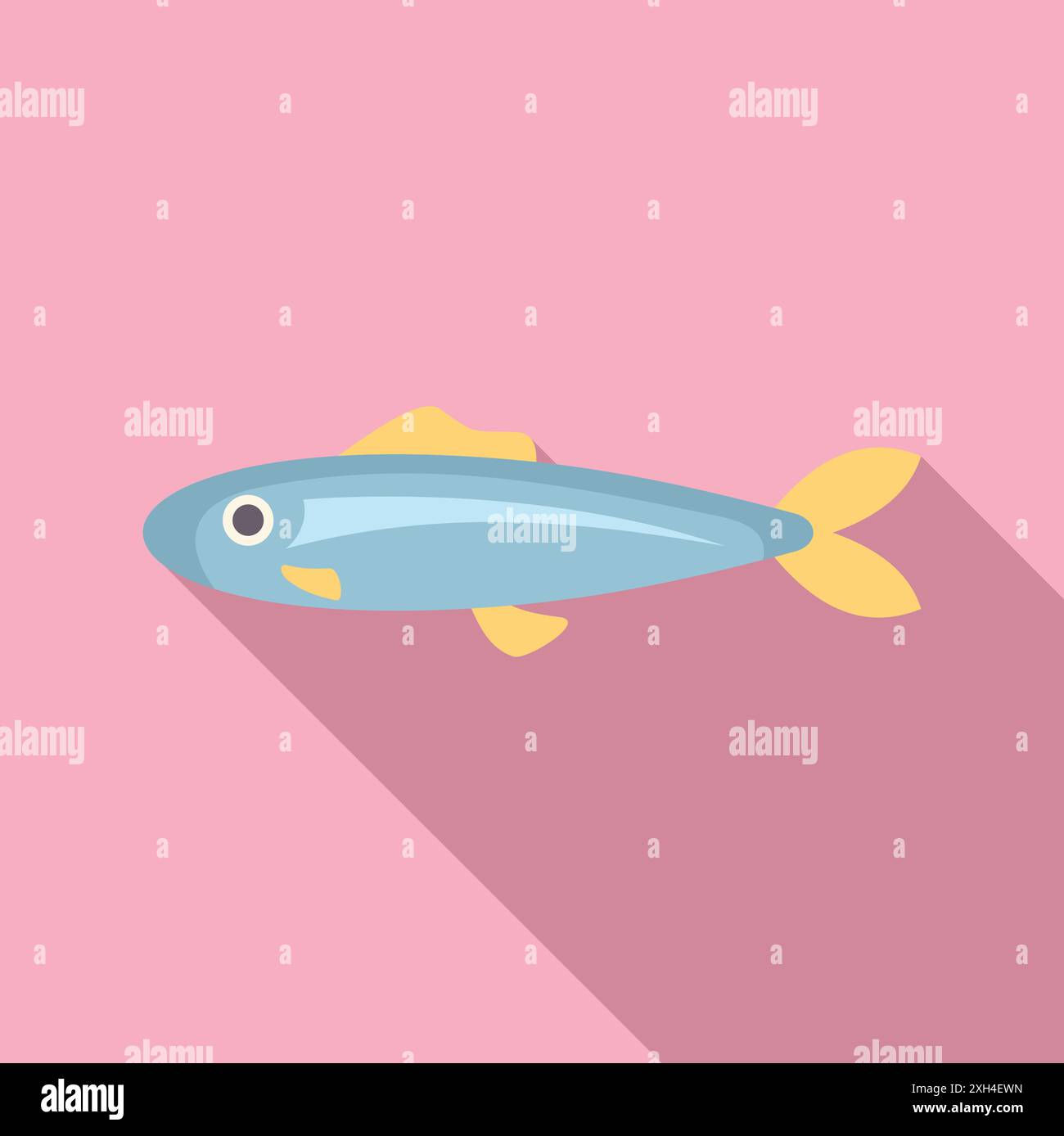 Small sardine fish swimming side view icon flat . Ocean food. Sea ...