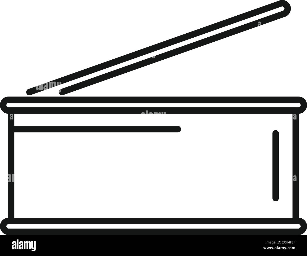 Open rectangular tin can preserving food, simple black and white icon ...