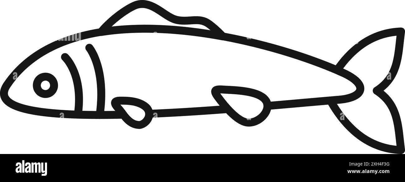 Minimalist line art illustration of a fish swimming peacefully Stock ...