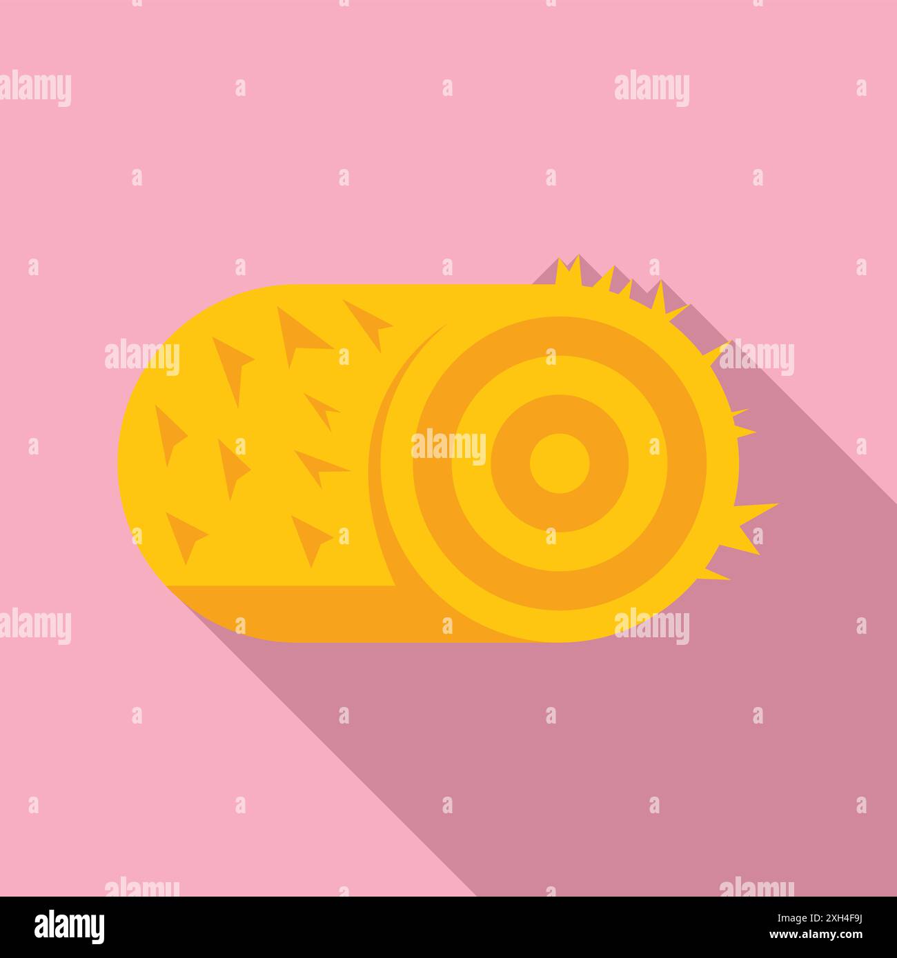 Round hay bale isolated on a pink background, harvesting hay for winter ...