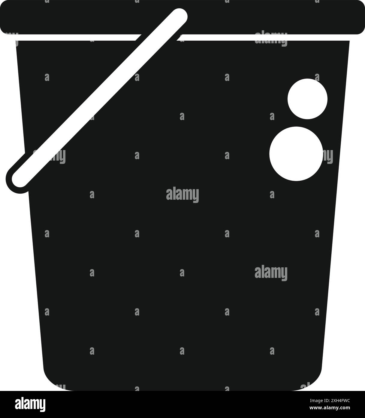 Black bucket with handle, a symbol of cleaning and household chores ...