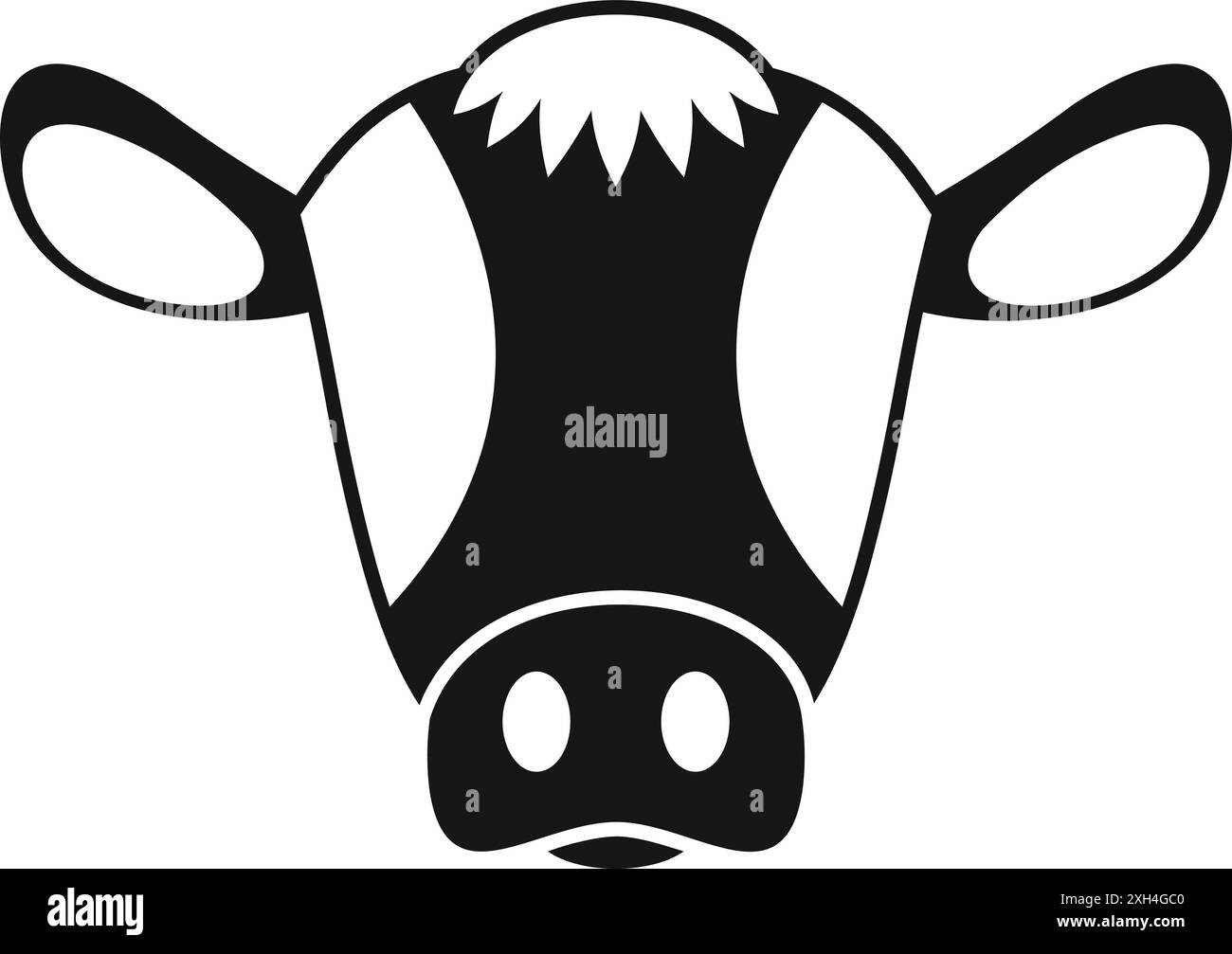 Simple and minimalist black and white dairy cow head logo icon, perfect ...