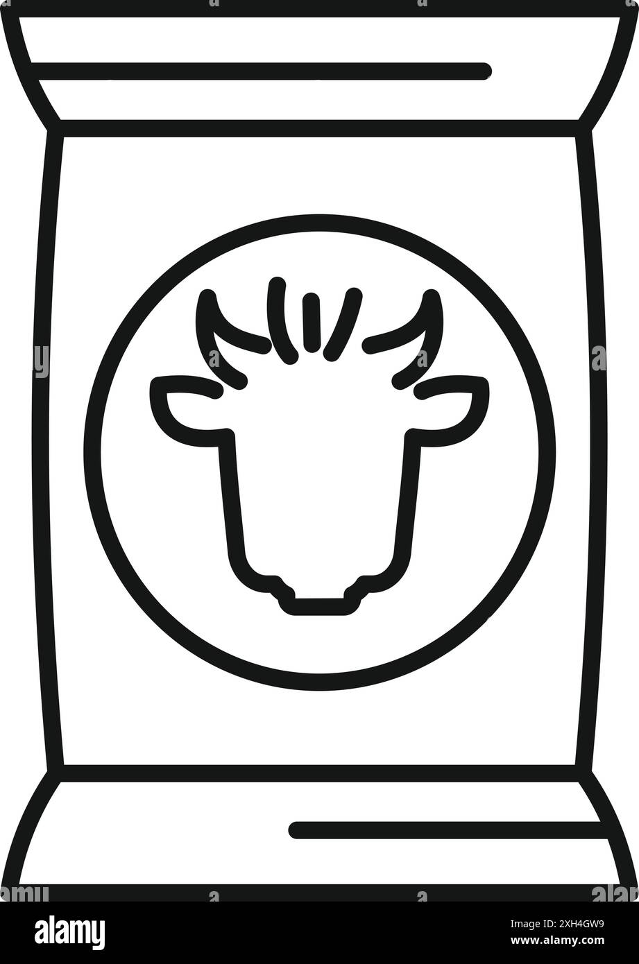 Line art icon of a cow feed bag, symbolizing cattle farming and animal ...