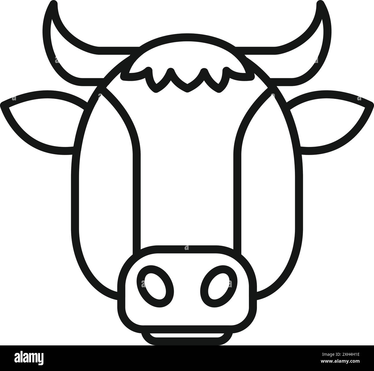 Simple line art icon logo of a cow head, perfect for branding related ...