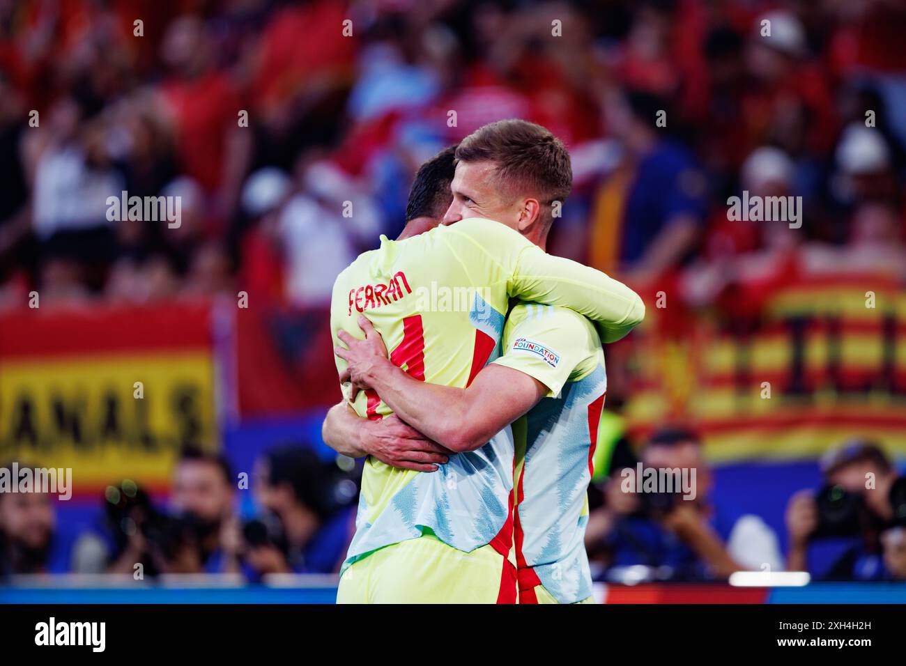 Dani Olmo and Ferran Torres seen celebrating after goal during UEFA ...