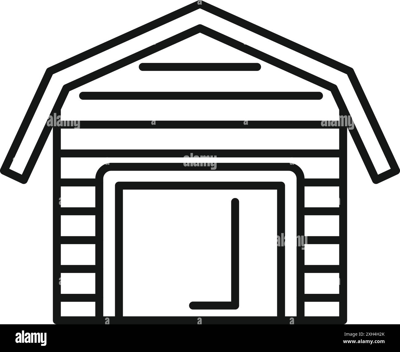 Simple line drawing of a barn building with a sliding door for keeping ...