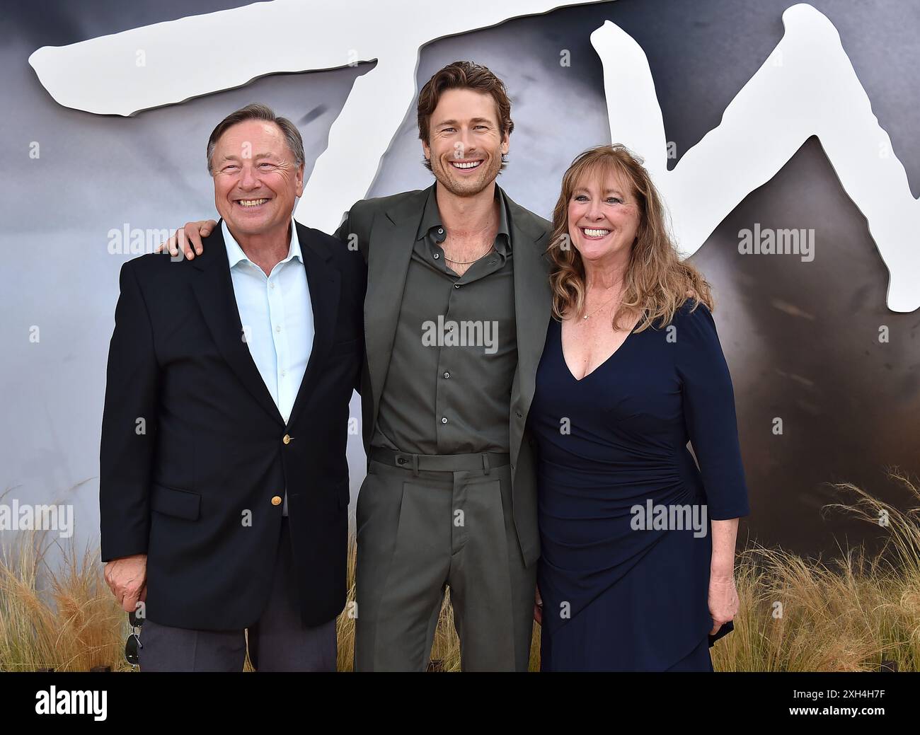 Westwood, USA. 11th July, 2024. Glen Powell Sr., Glen Powell and Cyndy ...
