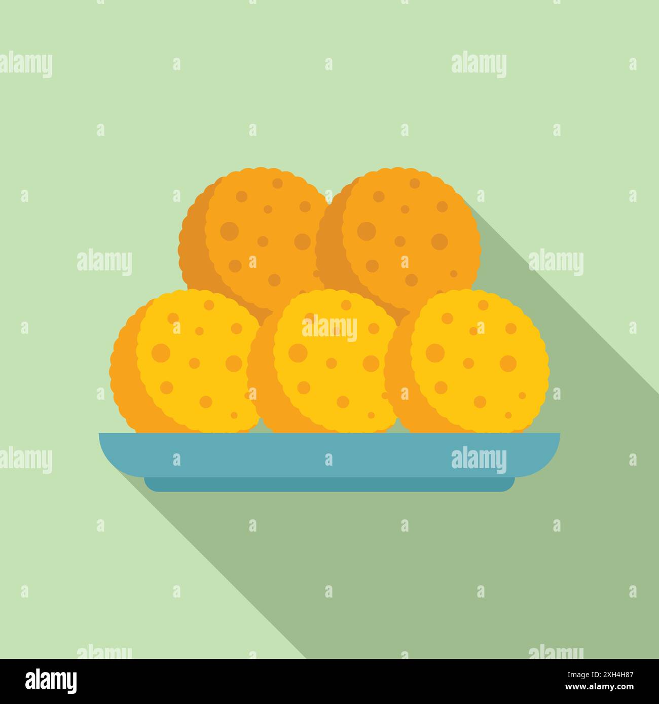 Five delicious round cookies with holes are sitting on a blue plate ...