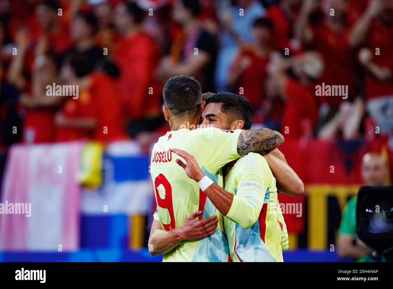 Joselu and Ferran Torres seen celebrating after goal during UEFA Euro ...