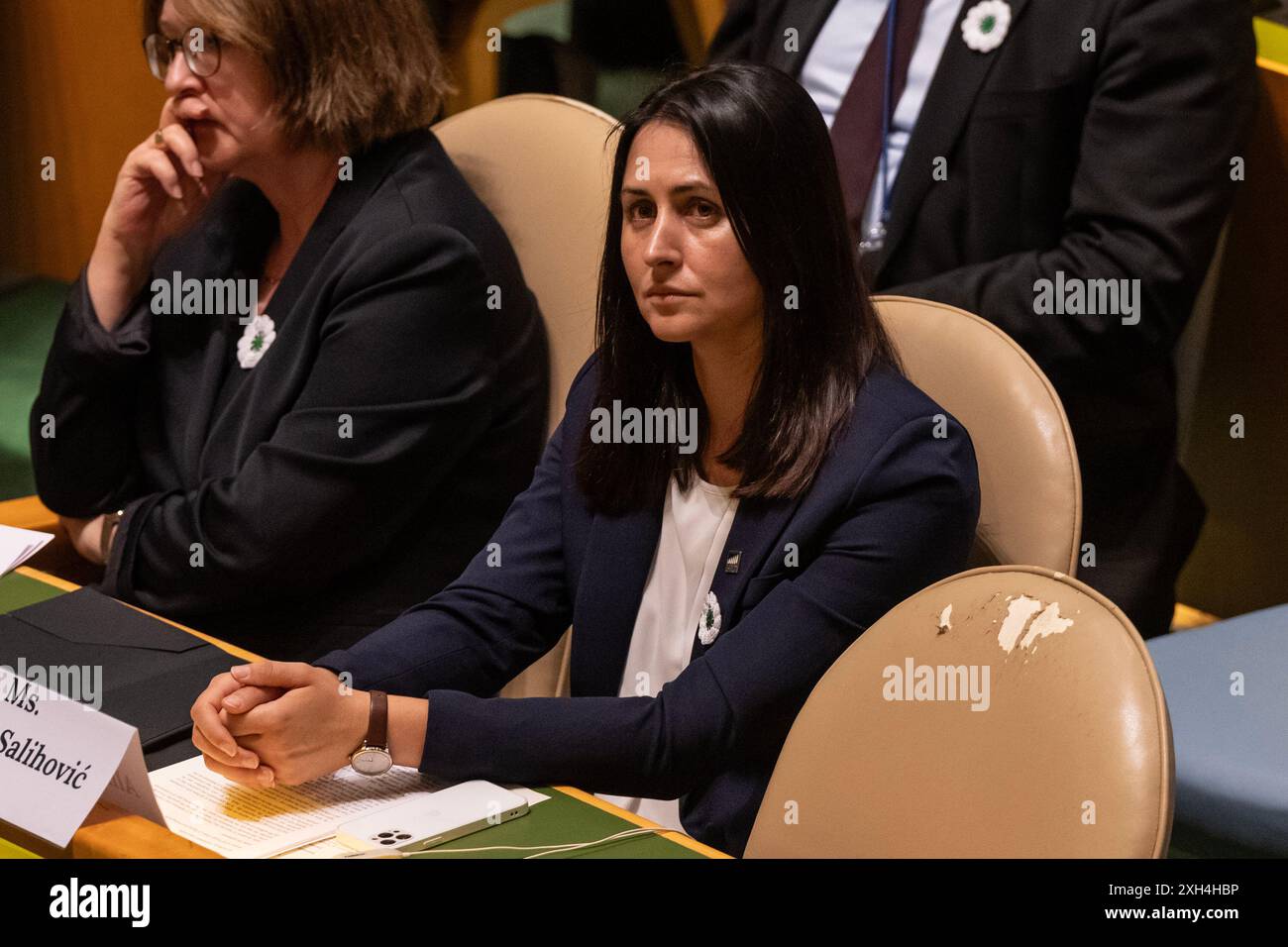 New York, USA. 11th July, 2024. Survivor of genocide Almasa Salihovic ...