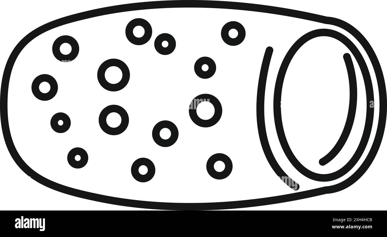 Simple line drawing of a sicilian cannoli pastry with ricotta filling ...