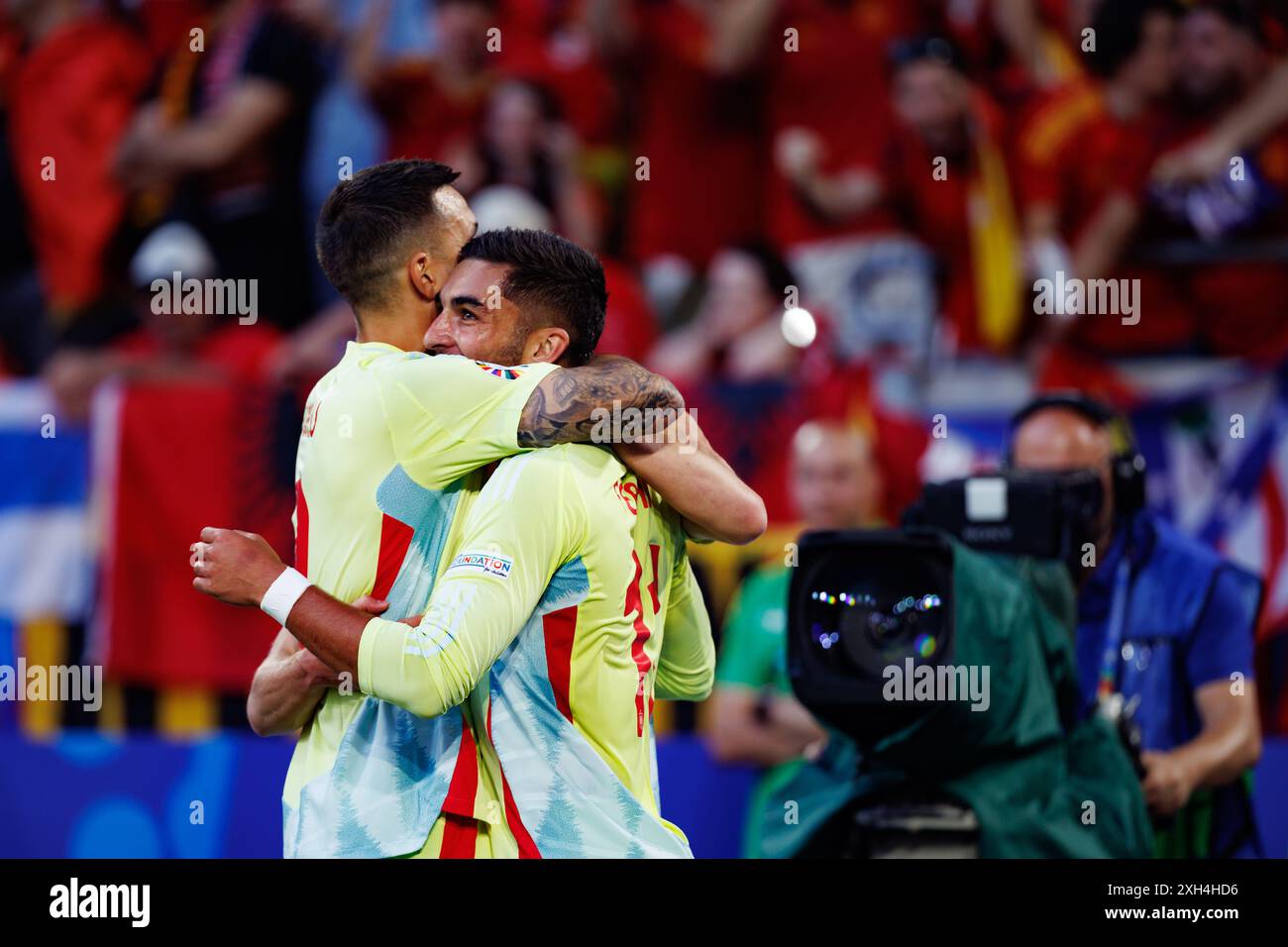 Joselu and Ferran Torres seen celebrating after goal during UEFA Euro ...